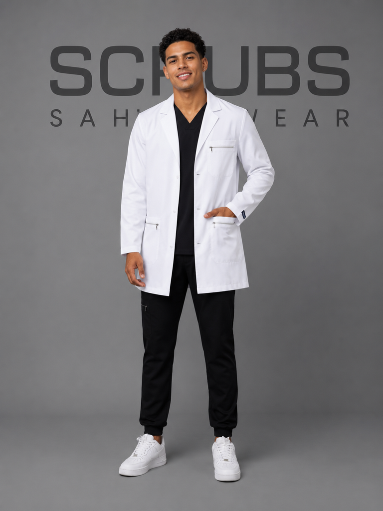 Bata Médica Elite Zip White | SAHEZWEAR